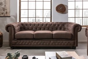 Noble Home Trojmístná hnědá pohovka Chesterfield