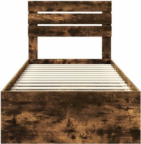Rám postele s čelo Kouřový dub 75 x 190 cm Masivní borové dřevo 3411475