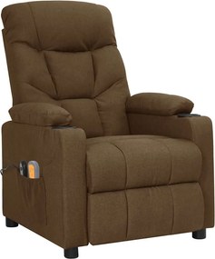 Elektrické masážní křeslo hnědé textil 3098831