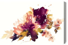 Obraz Akvarel Listy A Květy Nedostatek Nedostatek Přírodní plátno 120x80