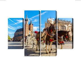 Vícedílný obraz Koňské Povozy Na Náměstí V Krakově Nedostatek Nedostatek Plátno Canvas 200x150