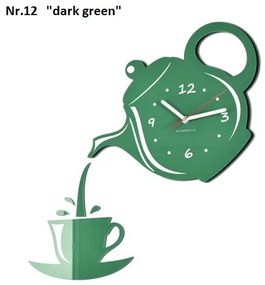 Kuchyňské hodiny na stěnu Tmavě zelená