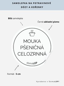 MOUKA PŠENIČNÁ CELOZRNNÁ - omyvatelná samolepka na dózu, výběr rozměrů Ø 5 cm / 5 x 5 cm / 6 x 8 cm | DomaLEP