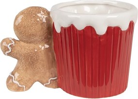 Červený keramický hrneček Perníček Gingerbread - 15*10*10 cm / 350 ml