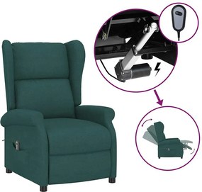 Elektrické polohovací křeslo ušák tmavě zelené textil 3098325