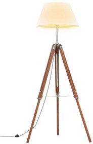 vidaXL Stojací lampa stativ medově hnědá a bílá masivní teak 141 cm