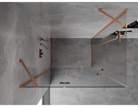 Mexen Mist-H Duo, 2-křídlý ​​výklopný sprchový kout 110 x 95 cm, čiré sklo, měděný matný profil, 8A5-110L-095P-65-00
