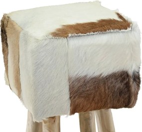 Barová stolička kozí kůže a masivní teak 244543