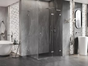 Mexen Lunar L, výklopný sprchový kout pravý 80 x 90 cm, čiré sklo, chromový profil, 834L-080-090-01-00-P