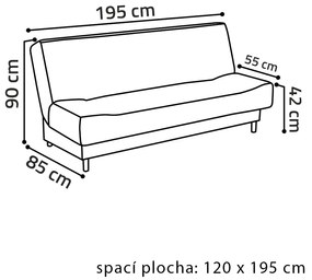 Pohovka LIVA | 195 cm | rozkládací + úložný prostor | VÝBĚR TKANIN