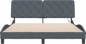 Rám postele s LED bez matrace tmavě šedý 160 x 200 cm samet 3213862