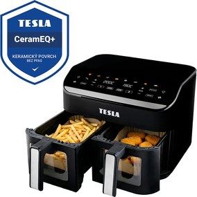 TESLA AirCook DualHeat QD464 XXL - multifunkční duální digitální horkovzdušná fritéza