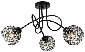 Stropní svítidlo Crystal, 3x černé křišťálové stínítko, b