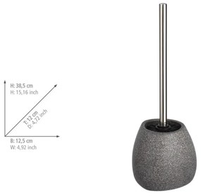 Šedý keramický toaletní kartáč Wenko Pion, výška 38,5 cm