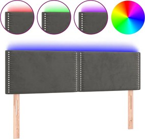 Čelo postele s LED tmavě šedé 144x5x78/88 cm samet 3121521
