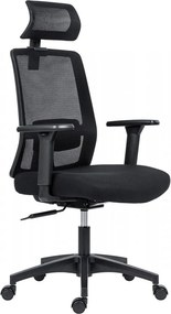 Kancelářská ergonomická židle DELFO — síť / látka, černá