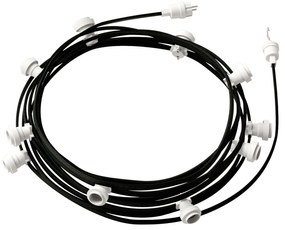 creative cables Hotový světelný řetěz LUMET 12,5 m je sestavený z 10 bílých objímek, háčku a zástrčky Barva kabelu: Zelený mix - CX08
