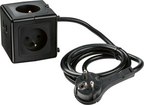 Tronic® Zásuvková kostka s USB porty (černá)