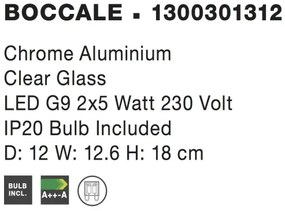 Designové nástěnné svítidlo Boccale 2 x 5W 12 Čirá
