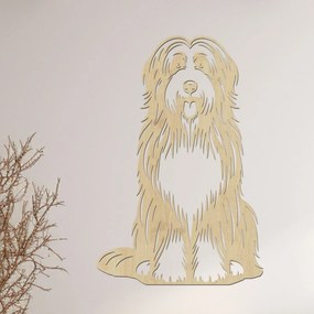 dřevo života Dřevěný obraz Bearded Collie Zvolte rozměr (cm): 62x80, Zvolte barvu dekoru: Javor