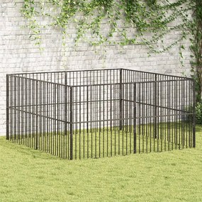 Ohrádka pro psy 8 panelů černá pozinkovaná ocel 3209553