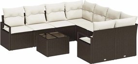 Set pohovek 9 ks 8-Počet míst Hnědá a krémová polyratan 3354987