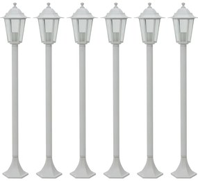 vidaXL Zahradní sloupové lampy 6 ks E27 110 cm hliníkové bílé