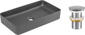 Comad Keramické umyvadlo na desku Beyond 61x34 šedé + výpusť Click-Clack, chrom