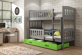 BMS Group Dětská patrová postel s úložným prostorem KUBUS grafit Velikost postele: 200x90 cm, Barva šuplíku: Zelená