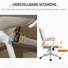 Ergonomická kancelářská židle Vinsetto s bederní opěrkou výškově nastavitelná do 120 kg v béžové barvě pro kancelář a domácí kancelář | Aosom.de