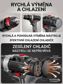 Aku vrtačka s příklepem 21V + 2 baterie v kufříku