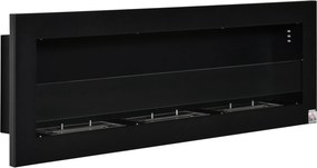 HOMCOM Ethanolový krb Bio-Ethanol hořák 3 hořáky 1 l 3 hodiny doba hoření 2000 W bez kouře, nástěnný, ocel, tvrzené sklo, černá, 120 x 15 x 40 cm