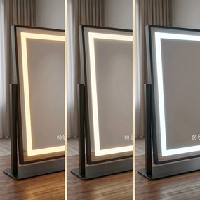 Rea Kosmetické zrcadlo 30x40 cm s regulovatelným LED osvětlením HOM-01805 černé