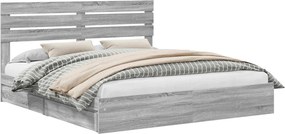 Postel s úložným prostorem se zásuvkou Šedá Sonoma 200 x 200 cm 3411548