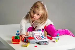 TEDDIES Dětská pokladna se zvukem a světlem / 30 cm / plast / doplňky