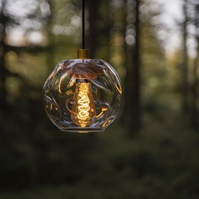 Designové skleněné svítidlo Sphere Mini Natural Barva objímky: Zlatá, Dřevodekor: Světlý, Sklo: Čiré