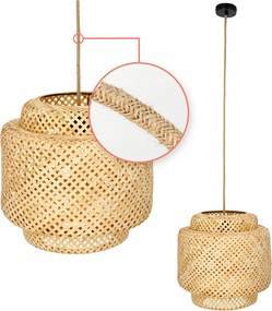 Velká závěsná lampa Boho s pleteným stínidlem 40 cm, černá, stropní deska E27