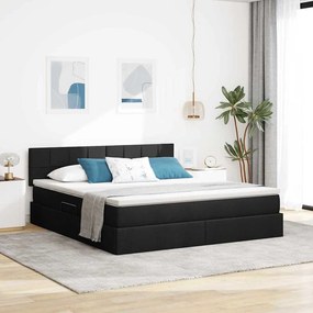 Postel s úložným prostorem a matrací Černá 180 x 200 cm Samet 3370526