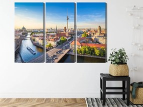 Vícedílný obraz Řeka Spréva A Panoramatický Výhled Na Berlín Nedostatek Nedostatek Plátno Canvas 180x120