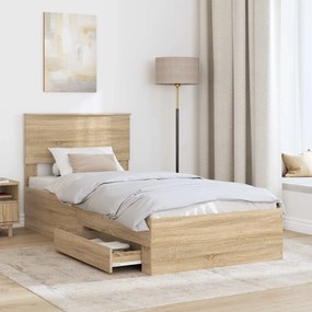 Rám postele Sonoma dub a stříbrná 75 x 190 cm Kompozitní dřevo 3408328