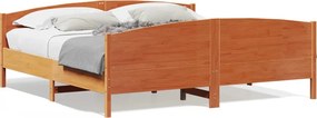 vidaXL Rám postele s čelem voskově 200x200 cm masivní borovice [3216161] Barva: Hnědá