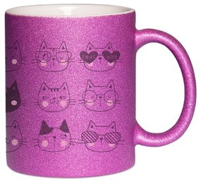 Ekomazlíček Třpytivý hrnek CAT FACE (bez jména) Barva hrnknu: Růžová
