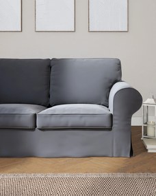 Potah na pohovku IKEA  Ektorp 2-místná, rozkládací, STARÝ MODEL barva šedá látka lesklé, sametová