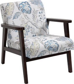 HOMCOM Křeslo s čalouněnými dřevěnými opěrkami a prodyšnou tkaninou pro domov a kancelář, Květinový motiv, 68,5x78,5x75cm | Aosom