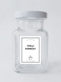Samolepka na kořenky CHILLI PAPRIČKY bílá 3 × 4 cm tučné písmo