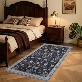 Koberec INKA Floral černý / šedý