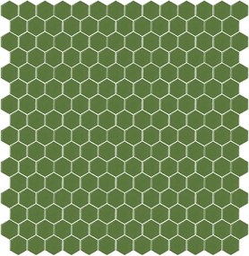 Hisbalit Skleněná mozaika zelená Mozaika 221A SATINATO hexagony 2,3x2,6 (33,33x33,33) cm - HEX221ALH