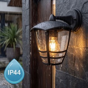 Toolight Toolight, JNH037-1G, venkovní nástěnné svítidlo ve tvaru lucerny, 1× E27, IP44, černá matná, OSW-56223
