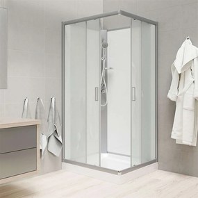 Mereo - Sprchový box 90x90 cm, bez stříšky, satin/bílá/sklo Point CK34122KBW
