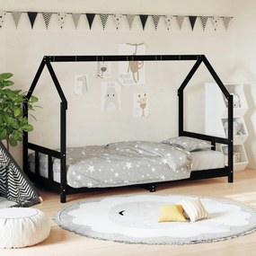 Dětská postel černá 90 x 200 cm masivní borové dřevo - Default Title